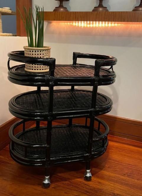 AVAILABLE Export Quality Rattan Bar Cart Black Solihiya Bar Kitchen ...