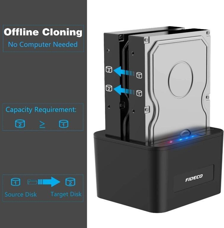 FIDECO Hard Drive Docking Station, USB 3.0 SATA HDD Docking Station for 2.5 & 3.5 inch SATA HDD ...