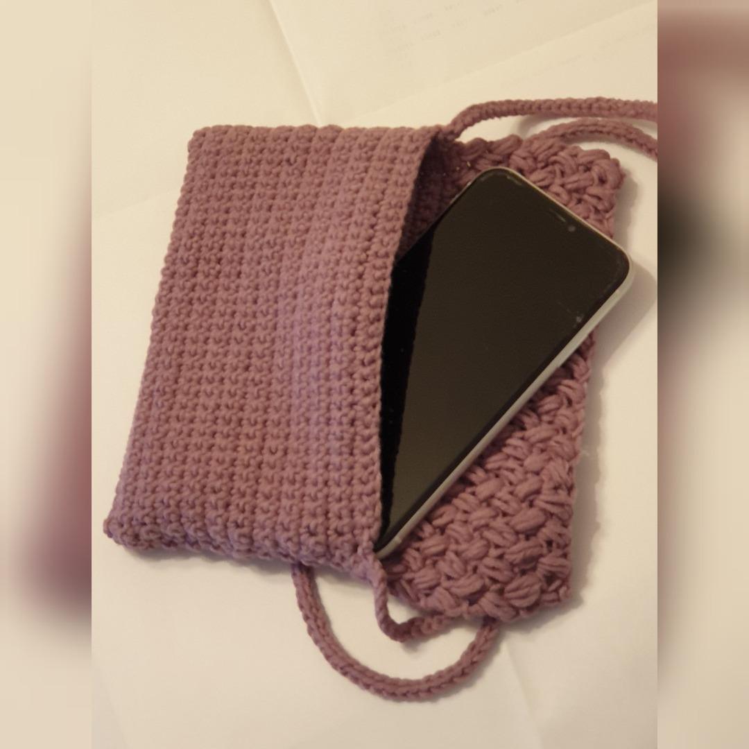 Handmade Crochet Sling Handphone Bag, Women's Fashion, Bags & Wallets ...