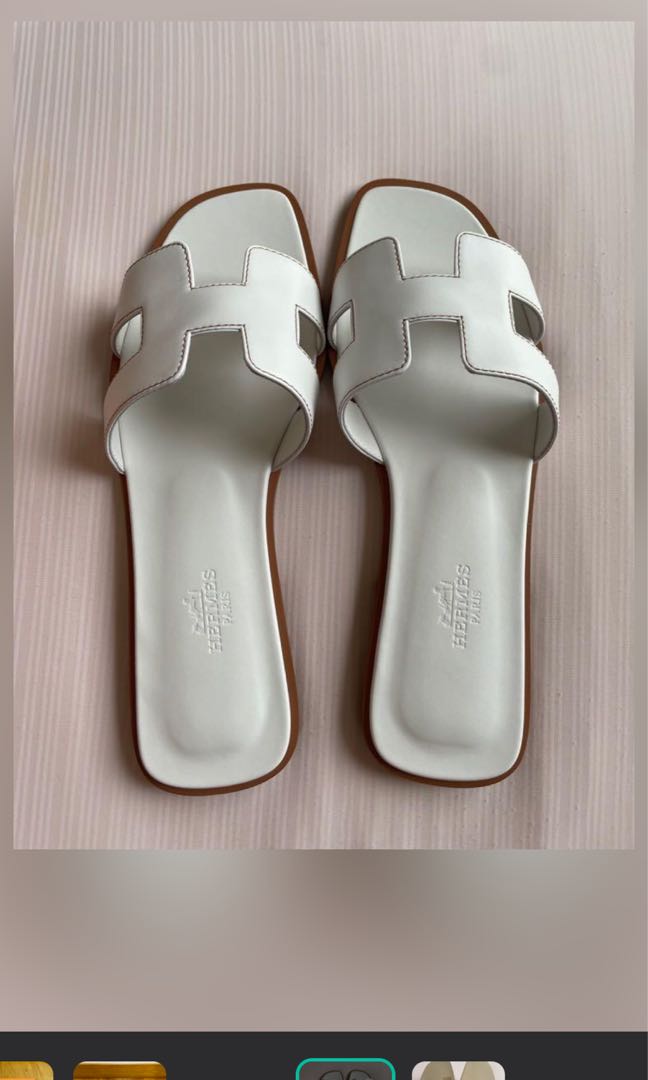 Hermes white Oran Sandel, Luxury, Sneakers & Footwear on Carousell