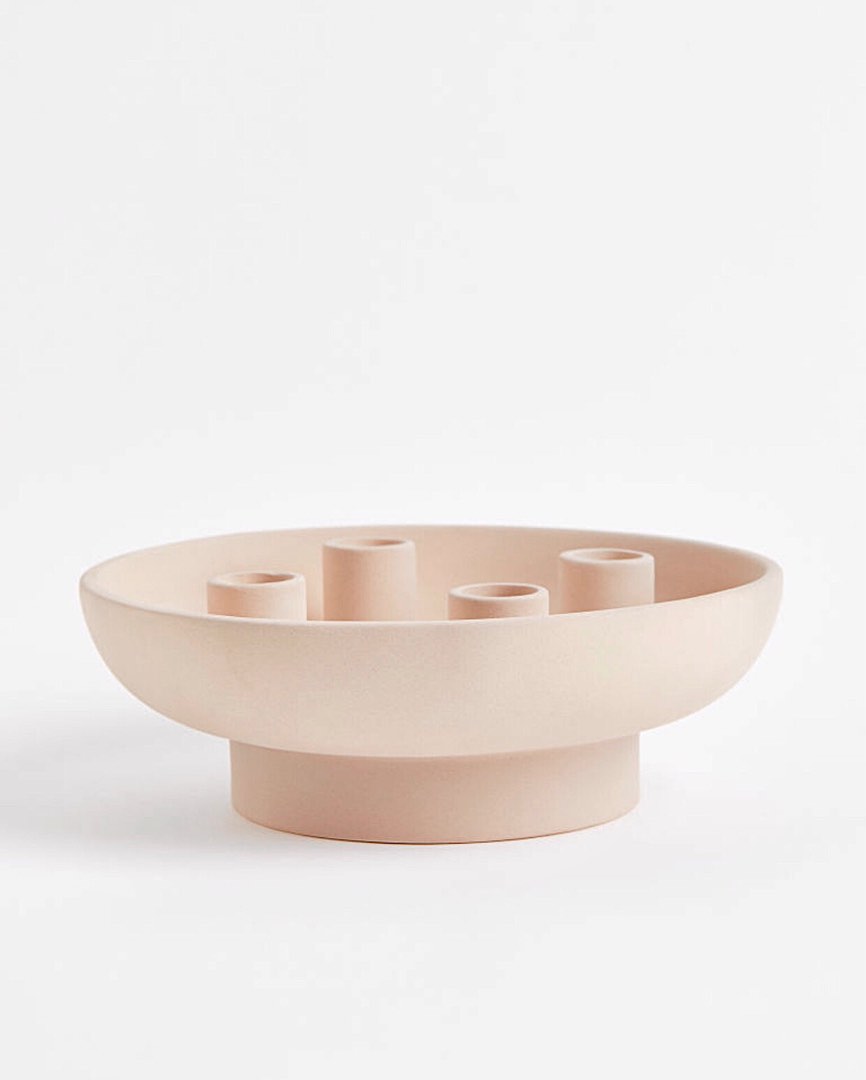 H&M Stoneware Round Candle Holder, Furniture & Home Living, Home Decor ...