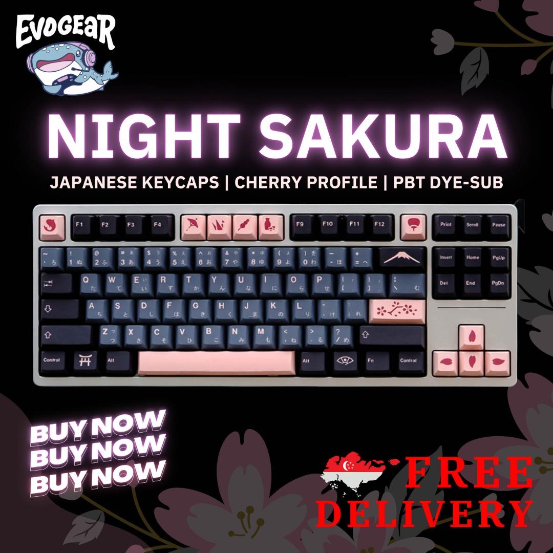 {IN STOCK} Night Sakura Keycaps | Japanese Keycaps | Cherry Profile ...