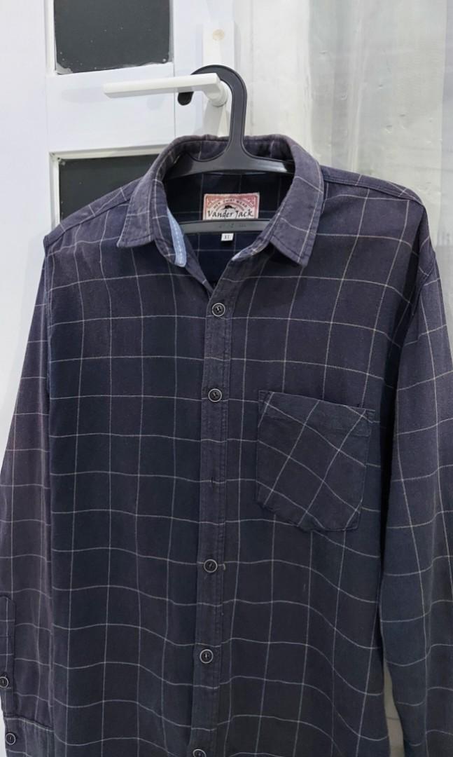 Kemeja Flanel Vander Jack, Fesyen Pria, Pakaian , Atasan di Carousell
