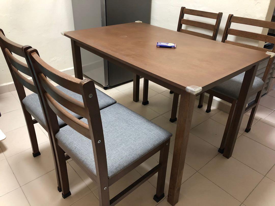 Like New Dining Table Set 4 Chairs, Furniture & Home Living, Furniture ...