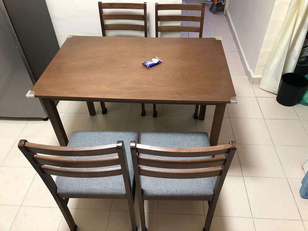 Like New Dining Table Set 4 Chairs, Furniture & Home Living, Furniture, Tables & Sets on Carousell