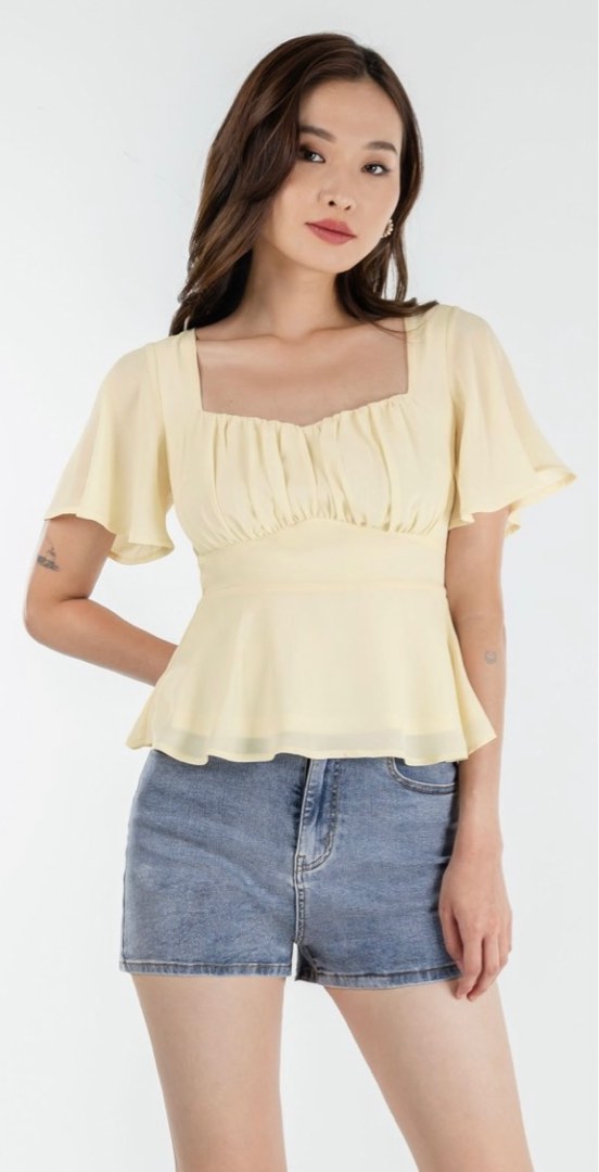 lovet venetia ruched top, Women's Fashion, Tops, Blouses on Carousell
