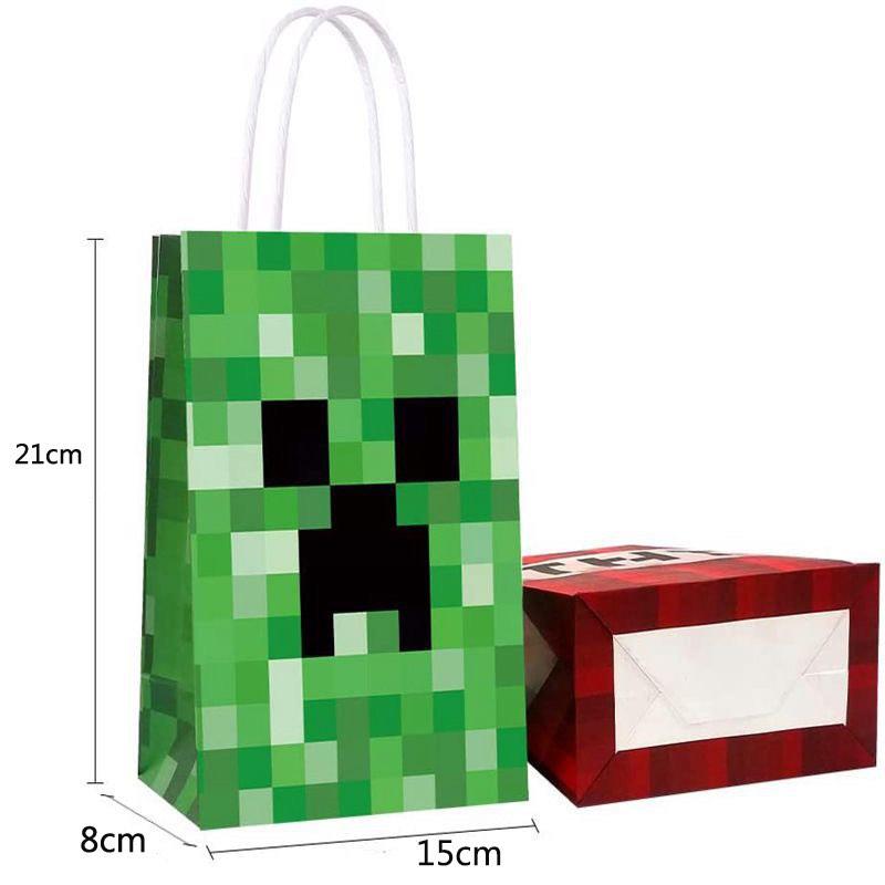 Minecraft party goodie bag paper carrier birthday kids TNT creeper ...