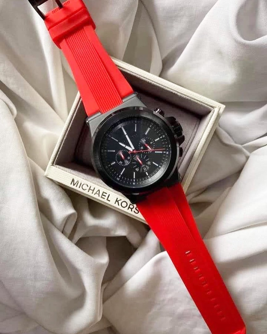 MK DYLAN RUBBER STRAP IN RED COLOR AUTHENTIC WATCH, Men's Fashion ...