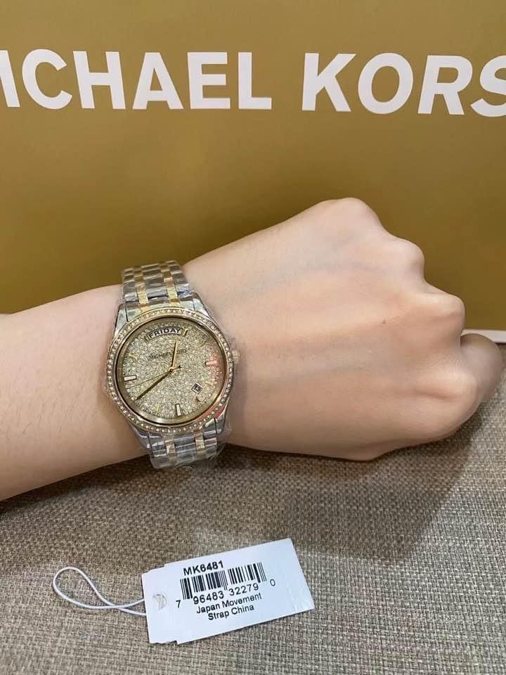 MK TWO TONE FULL GLITZ AUTHENTIC WATCH, Women's Fashion, Watches ...