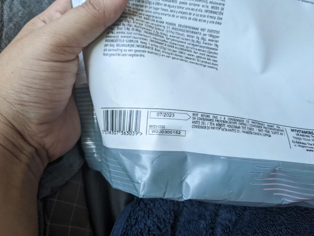 Myprotein grape collagen protein powder bundle, Health & Nutrition ...