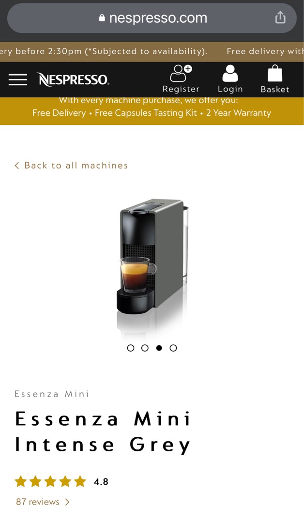 Nespresso Essenza Mini Intense Grey and Aeroccino Bundle, TV & Home ...