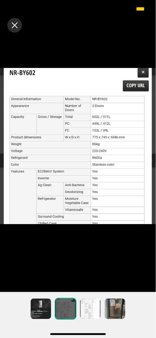 PANASONIC 602L 2 Door Refrigerator (NR-BY602), TV & Home Appliances ...
