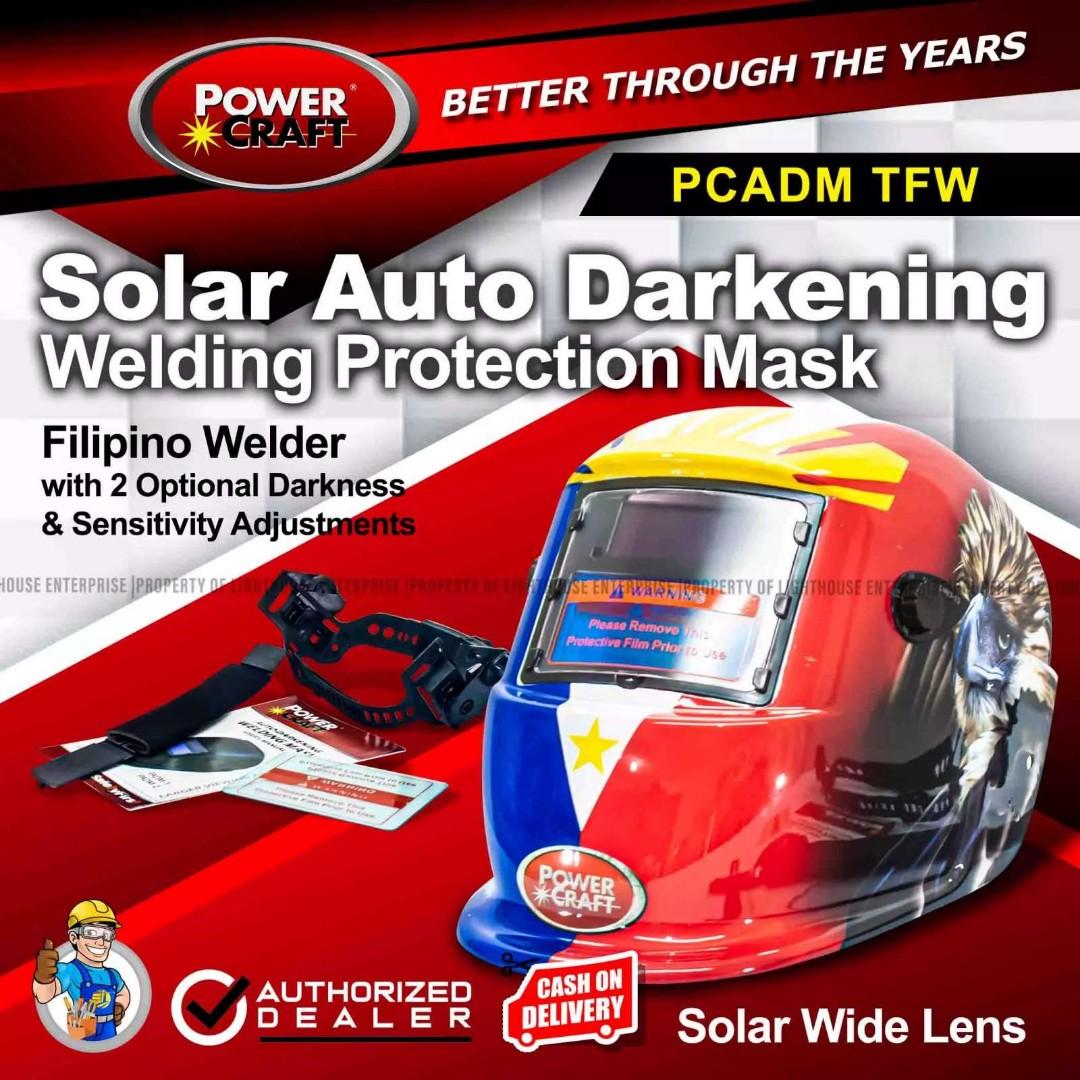 POWERCRAFT Solar Powered Auto Darkening Mask - Filipino Welder (PCADM TFW), Commercial ...