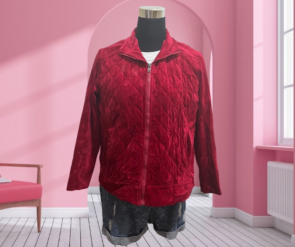 Red Velvet Jacket, Women's Fashion, Coats, Jackets and Outerwear on ...