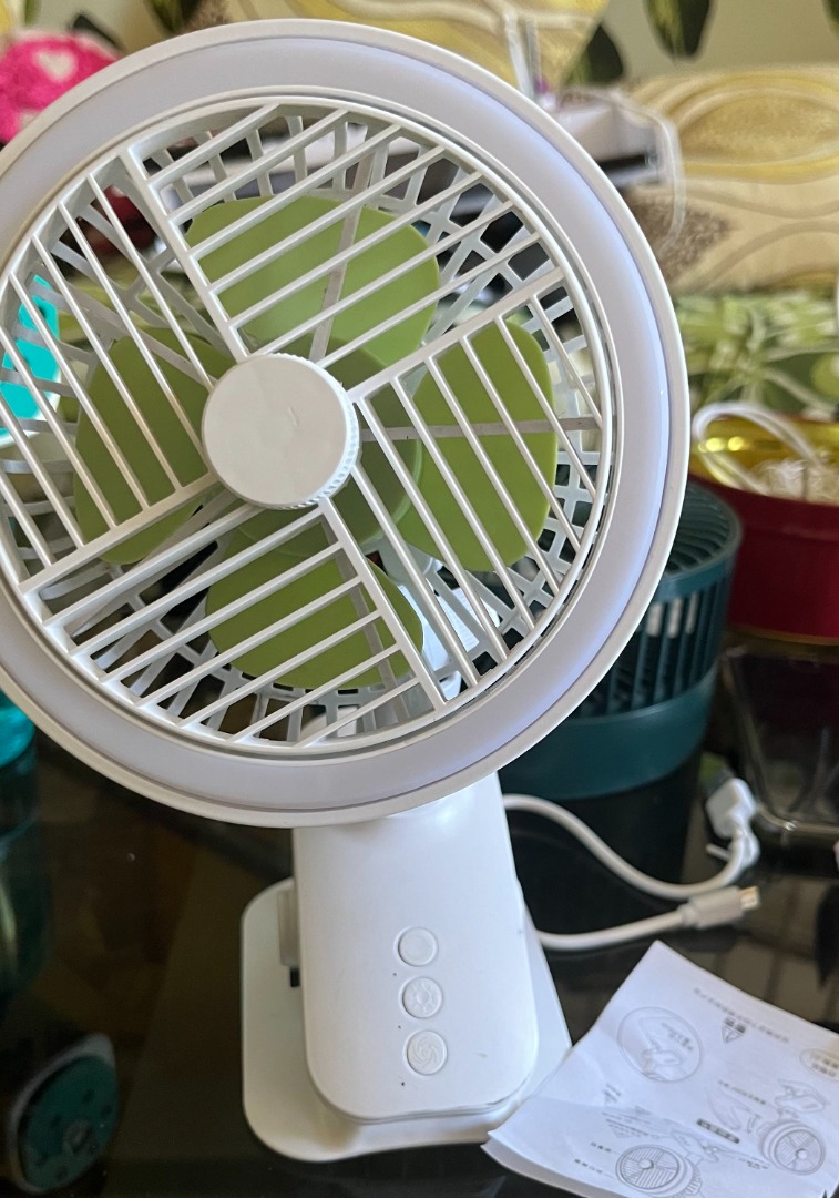 Rotate Mini Electric Fan Rechargeable USB Fan Clip Fan with Light ...