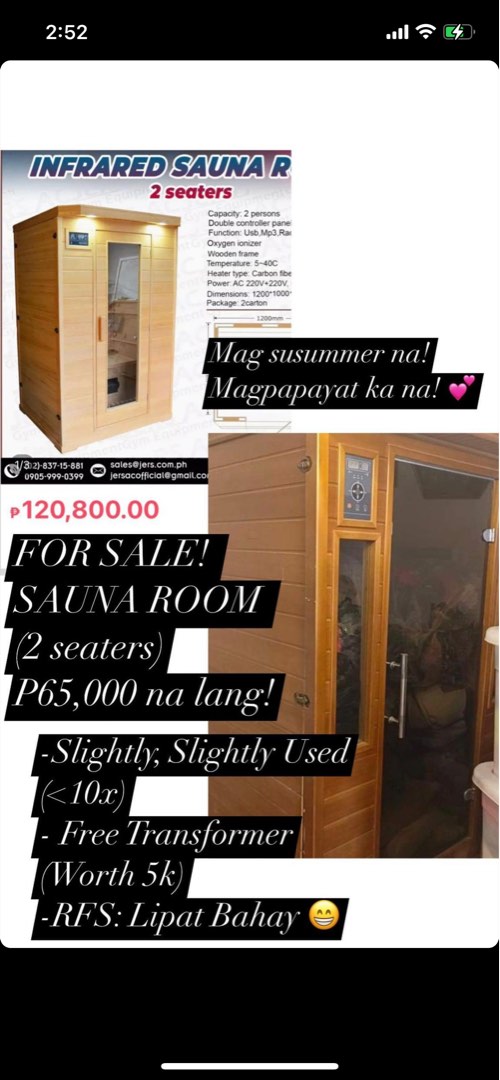 SAUNA ROOM (2) SEATER. Moving out SALE! 50% OFF!, Health & Nutrition ...