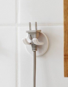 (Set of 2) Safety Power Plug Holder/ Hook With Adhesive, Furniture ...
