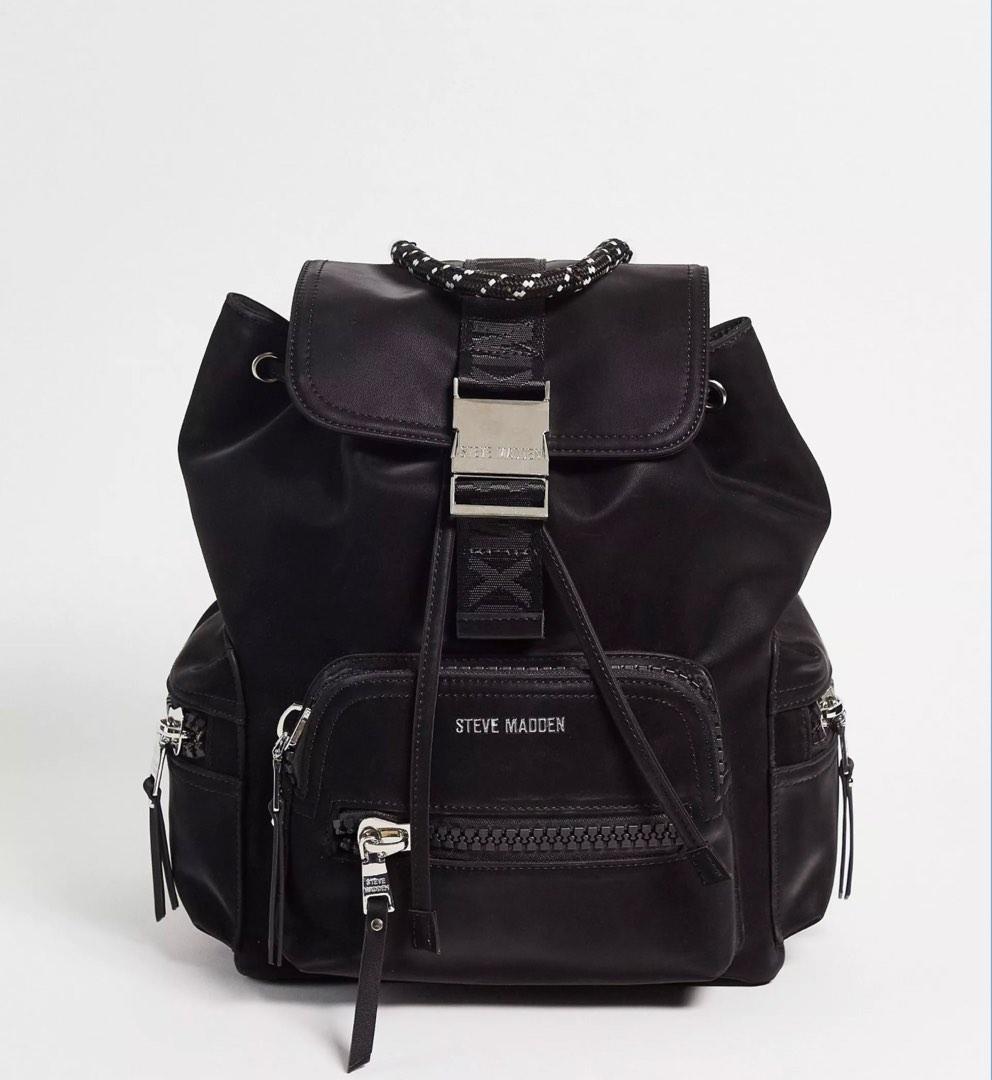 Steve Madden Black Backpack, Women's Fashion, Bags & Wallets, Backpacks ...