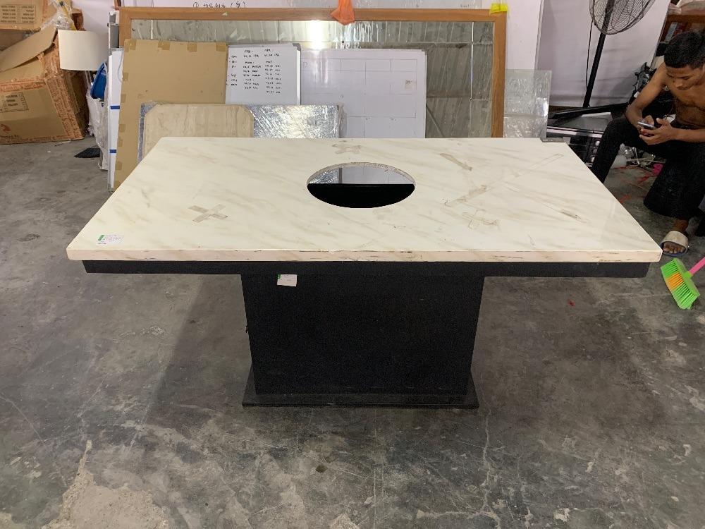 Top BBQ & Steamboat Marble Dining Table / Meja Makan Marmar BBQ ...