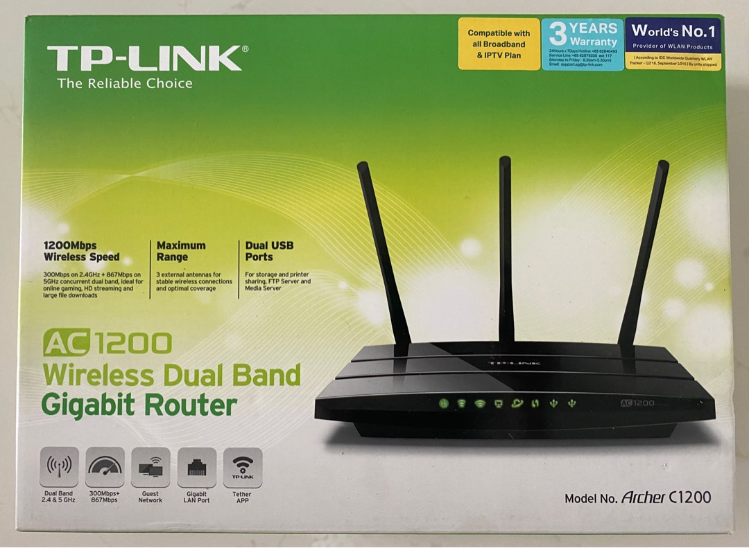 TP-link AC1200 Wireless Dual Band Gigabit Router, Computers & Tech ...