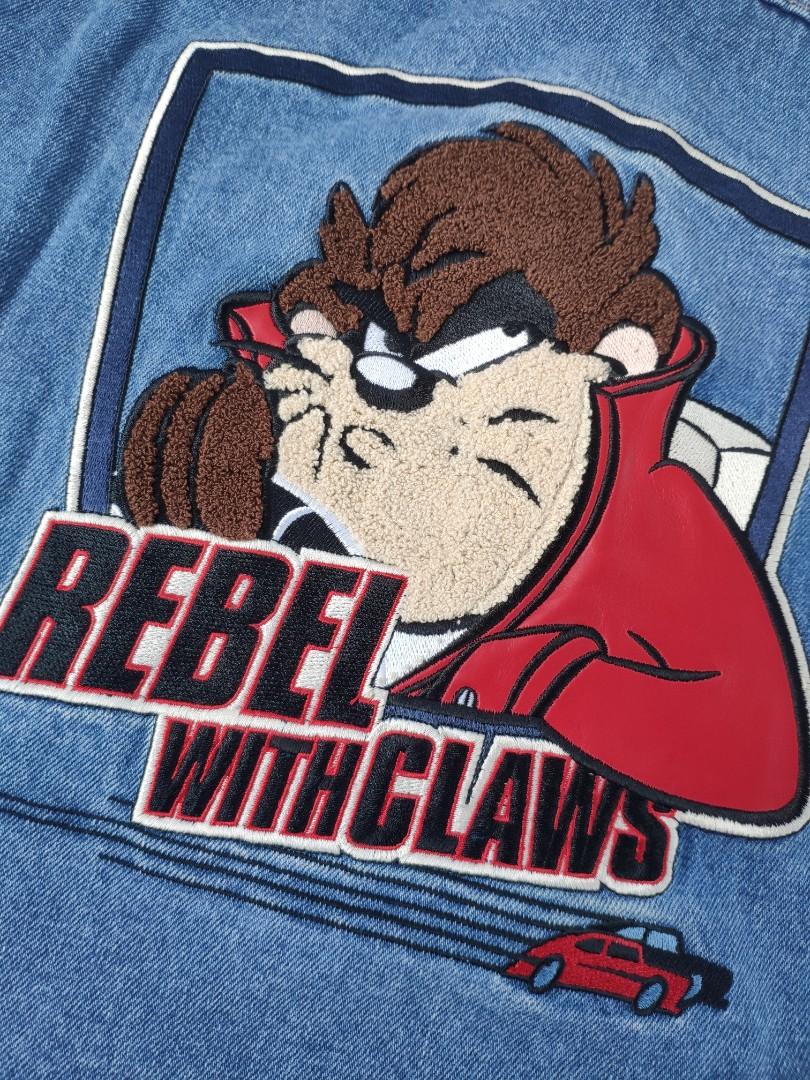 Vintage '97 Warner Bros Taz Rebel With Claws Looney Tunes Denim Jacket ...