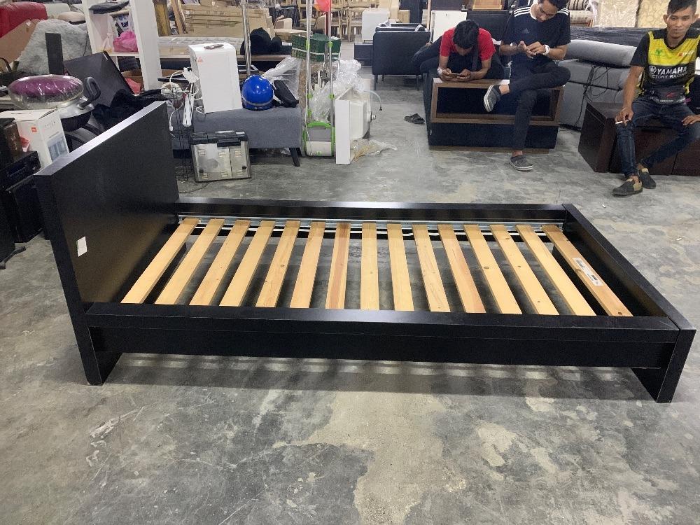 Wooden Super Single Size Bed Frame Black Colour / Rangka Katil Saiz ...