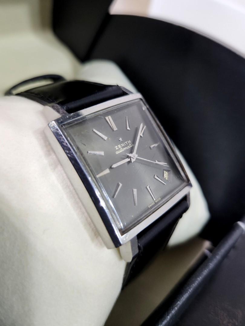 Zenith Automatic Square Gray Dial Vintage Luxury Watch, Luxury, Watches ...