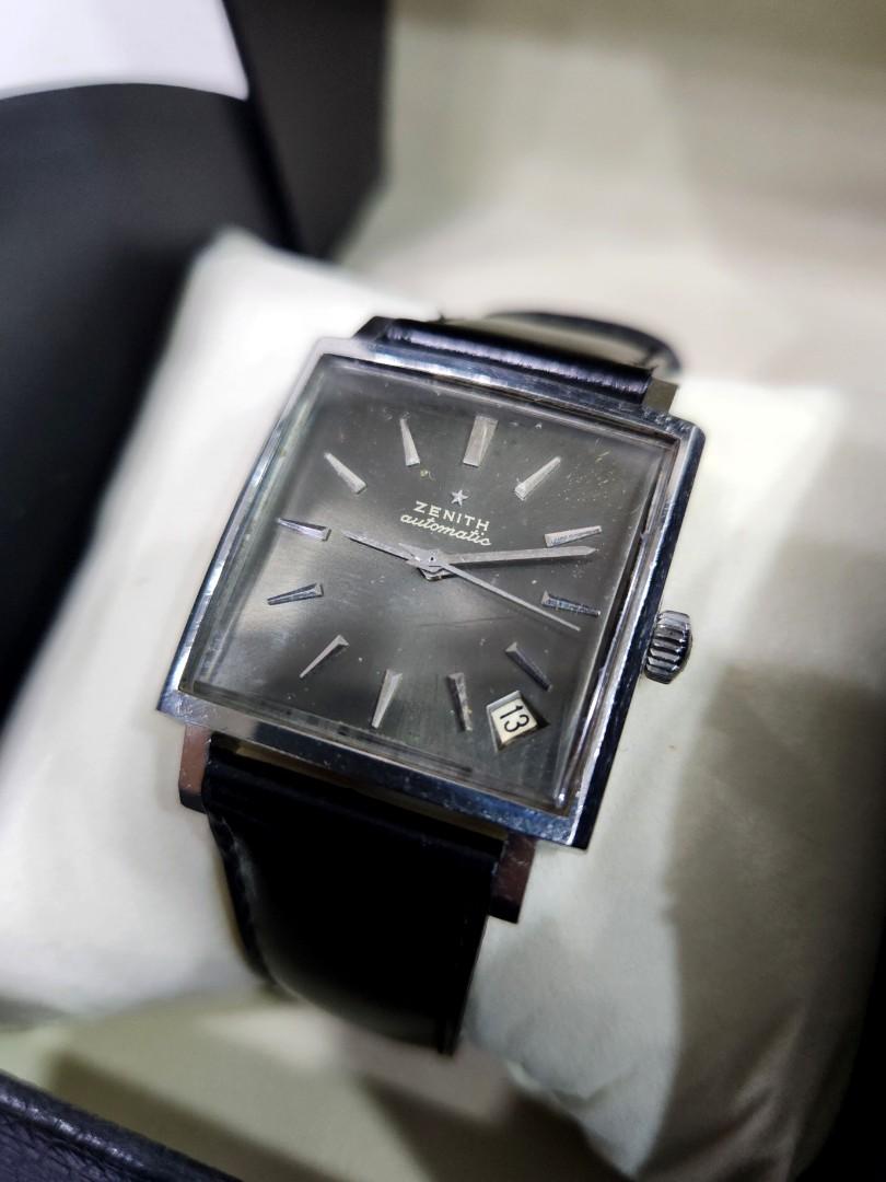 Zenith Automatic Square Gray Dial Vintage Luxury Watch, Luxury, Watches ...