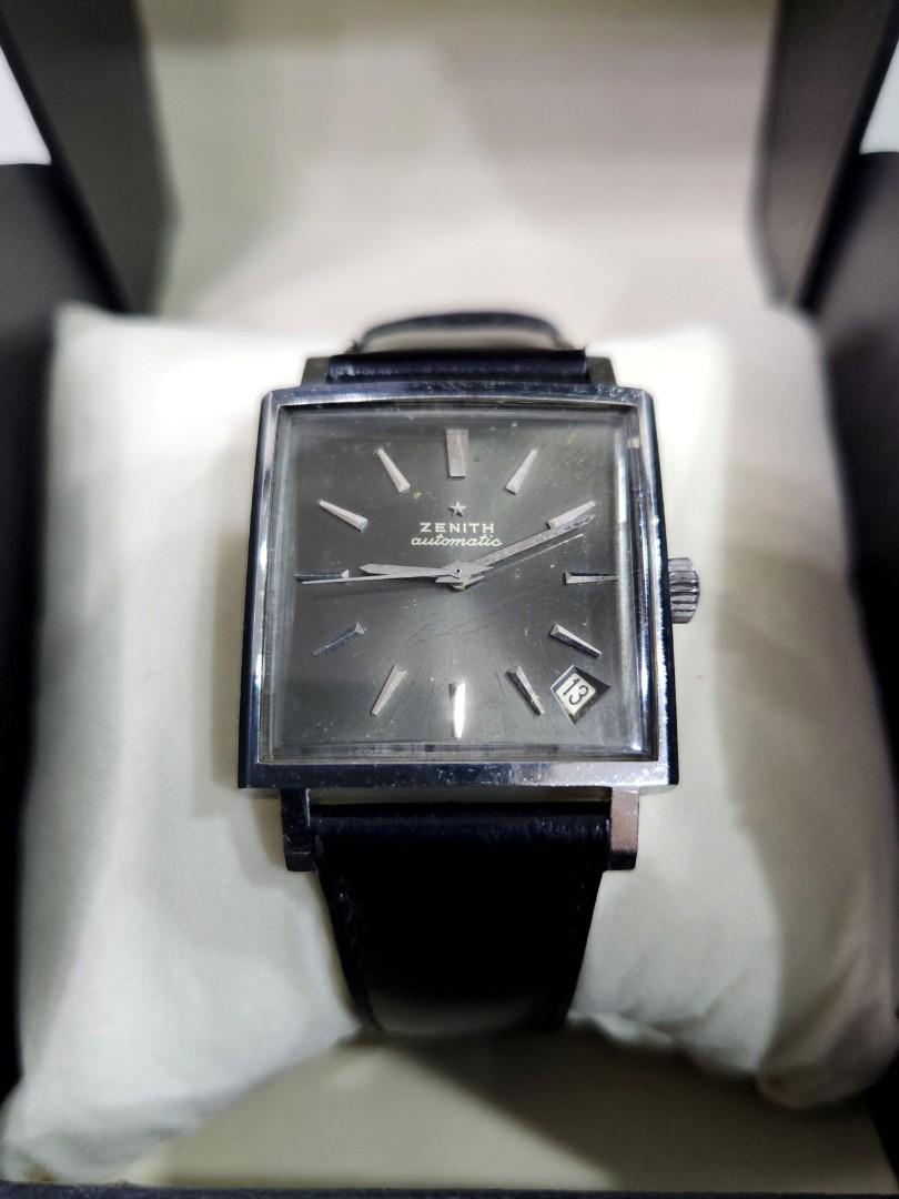 Zenith Automatic Square Gray Dial Vintage Luxury Watch, Luxury, Watches ...