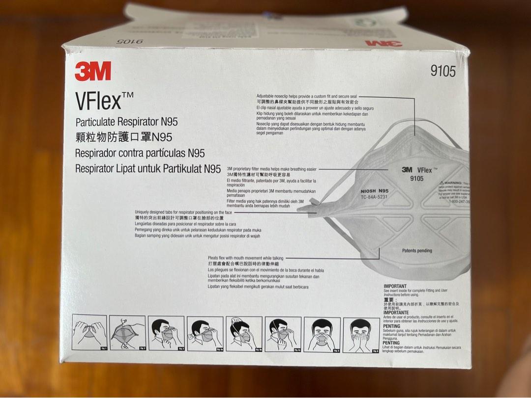 3M Vflex 9105 N95 Mask (Brand New), Beauty & Personal Care, Sanitary ...