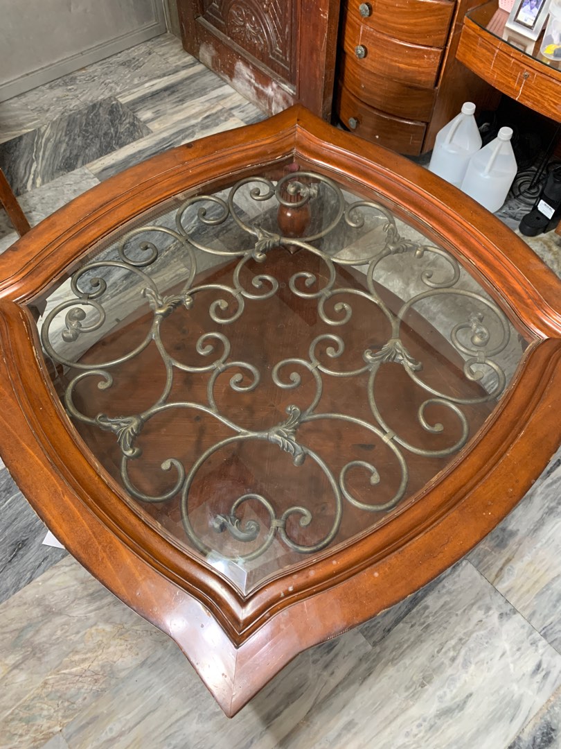 Antique Narra Center Table with Glass For Sale, Furniture & Home Living ...