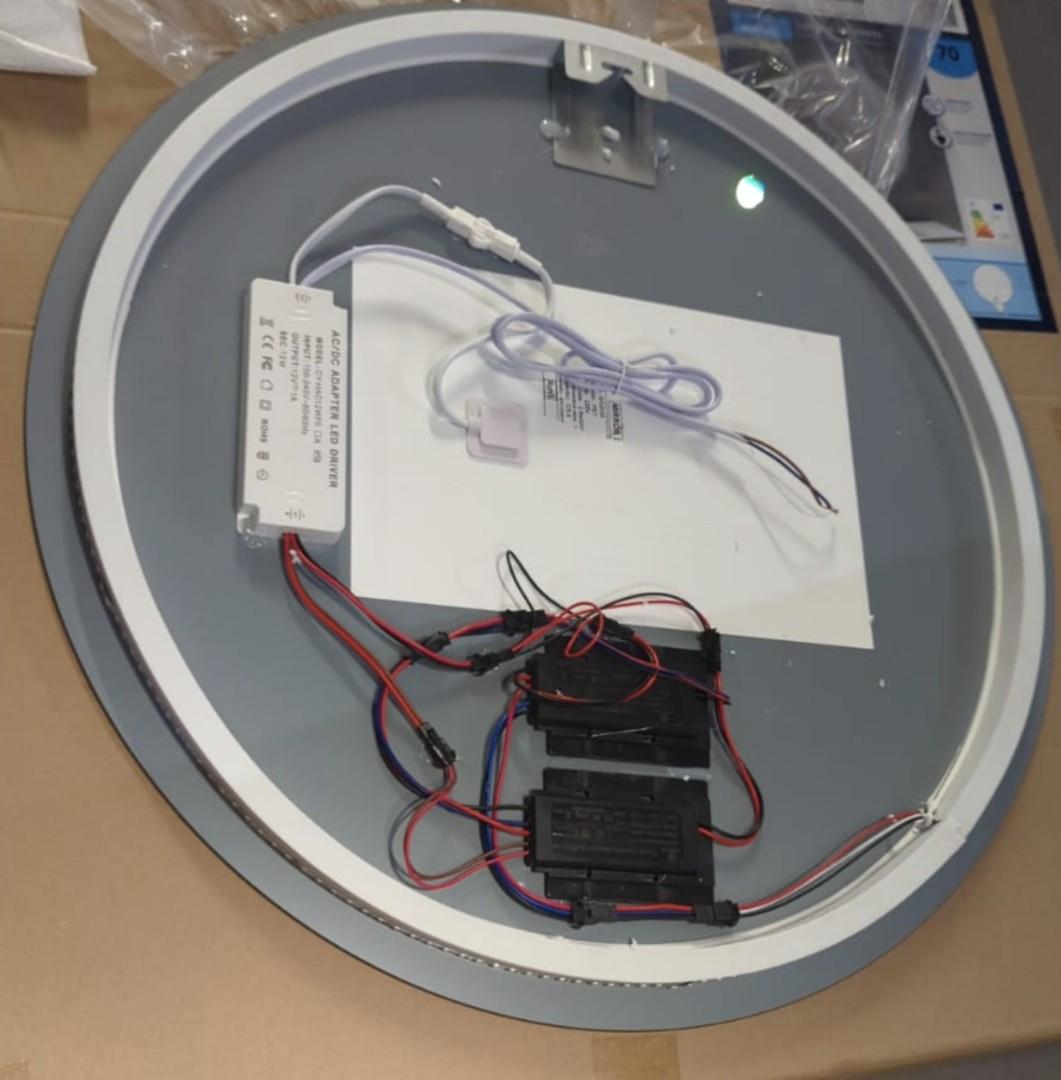 Bathroom Toilet LED Smart Round Mirror 60 cm, 3 colour dimmable ...