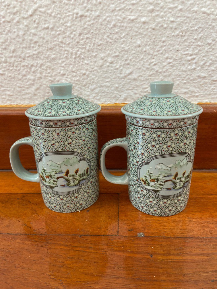 Brand New Chinese Celadon Mugs - with pottery stamp, Furniture & Home ...