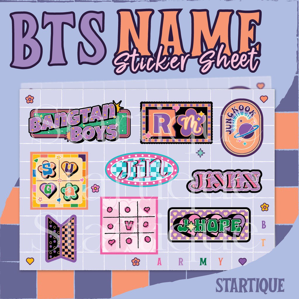 BTS NAME STICKER SHEET, Hobbies & Toys, Collectibles & Memorabilia, K ...