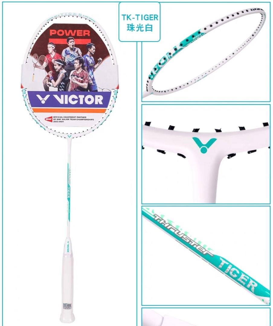 [Bundle] Brand New Victor Thruster Tiger Badminton Racket strung with ...