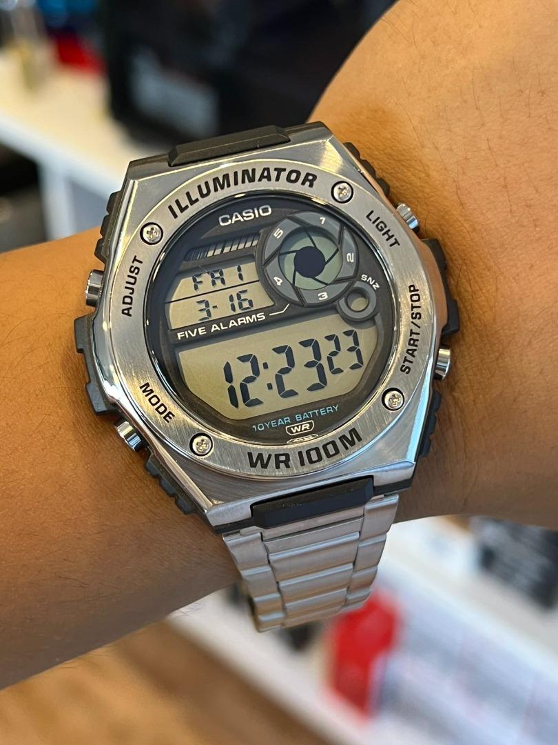 CASIO Illuminator Digital Stainless Steel Men's Watch MWD-100HD-1A, Men ...