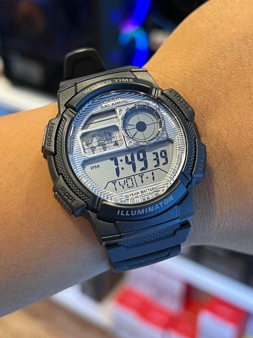 CASIO World Time Digital Resin Band Unisex Watch AE-1000W-7AV, Men's Fashion, Watches ...