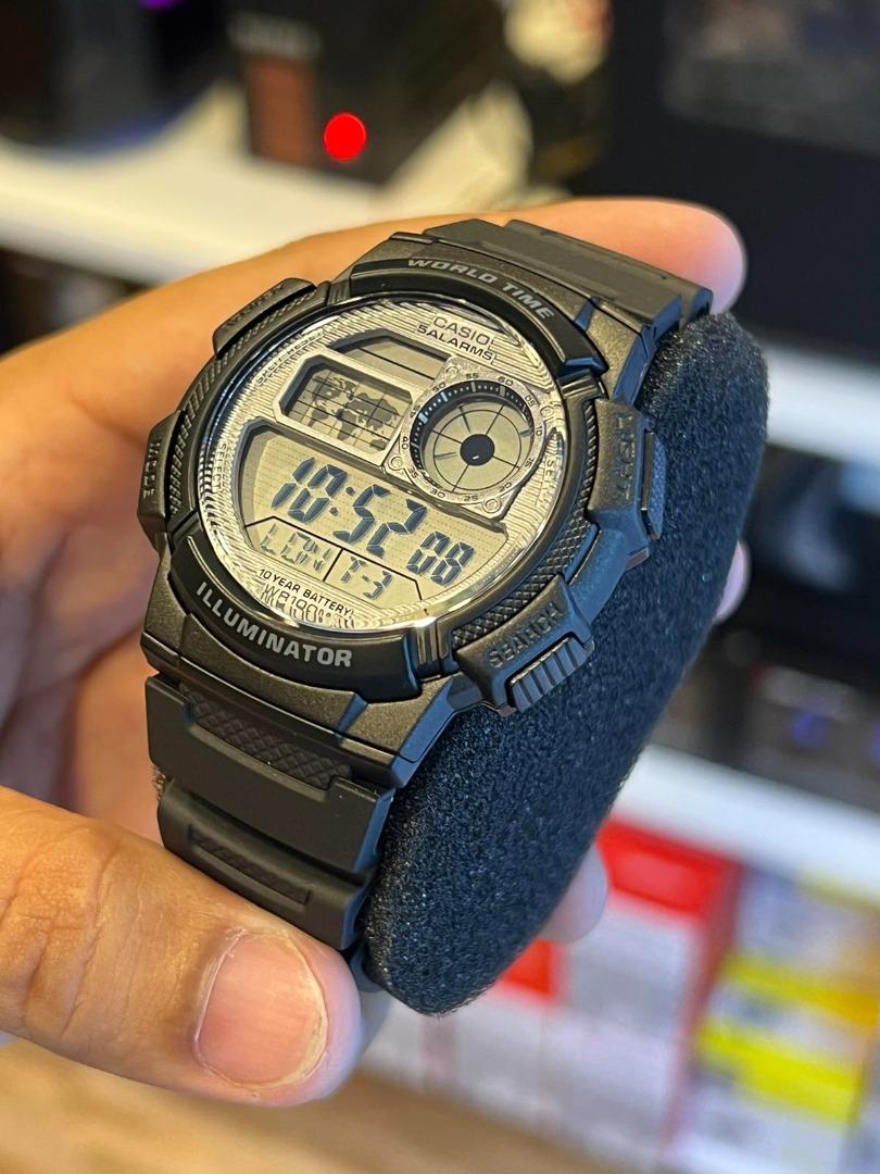 CASIO World Time Digital Resin Band Unisex Watch AE-1000W-7AV, Men's Fashion, Watches ...
