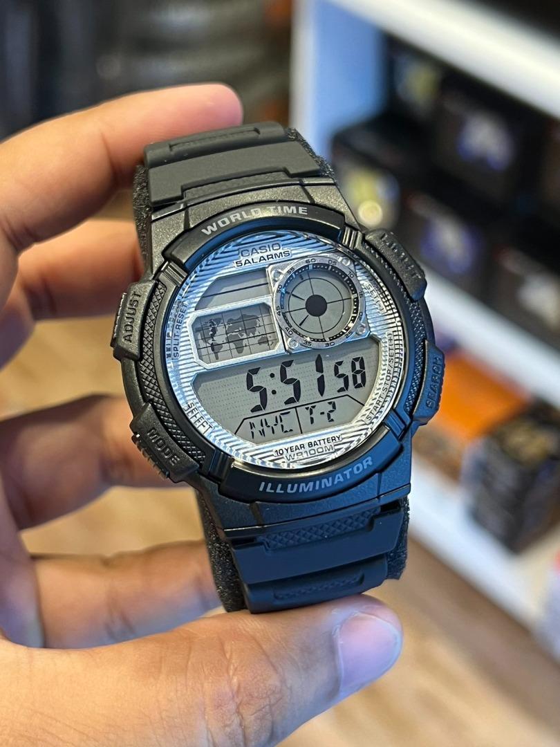CASIO World Time Digital Resin Band Unisex Watch AE-1000W-7AV, Men's Fashion, Watches ...