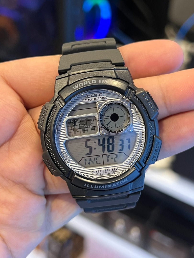 CASIO World Time Digital Resin Band Unisex Watch AE-1000W-7AV, Men's Fashion, Watches ...