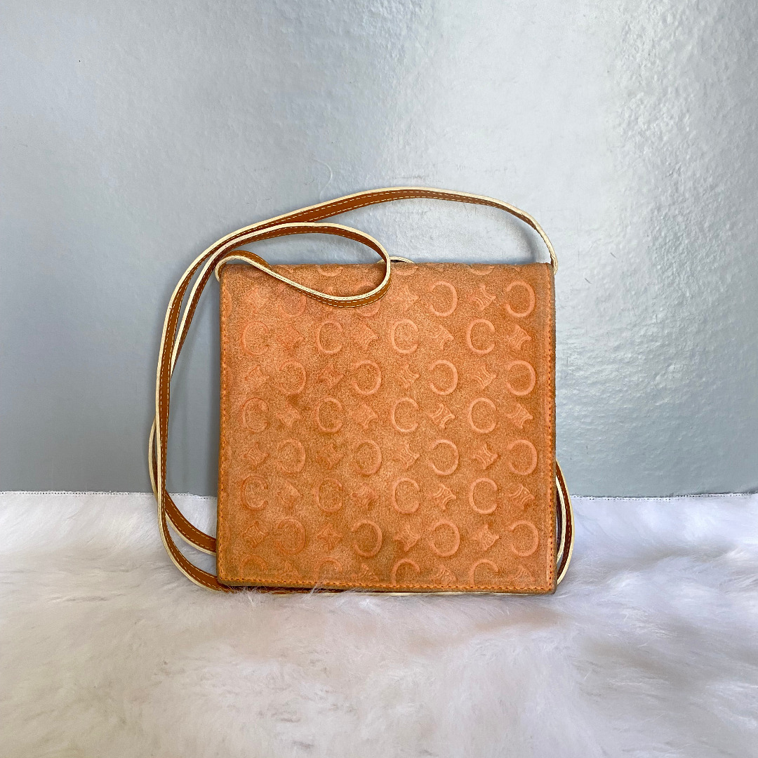 Celine Paris Vintage Monogram Leather Card Holder Wallet With Sling ...