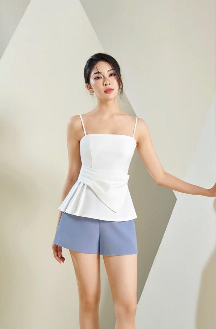 Chello Dionne Pleat Origami Top, Women's Fashion, Tops, Sleeveless on ...