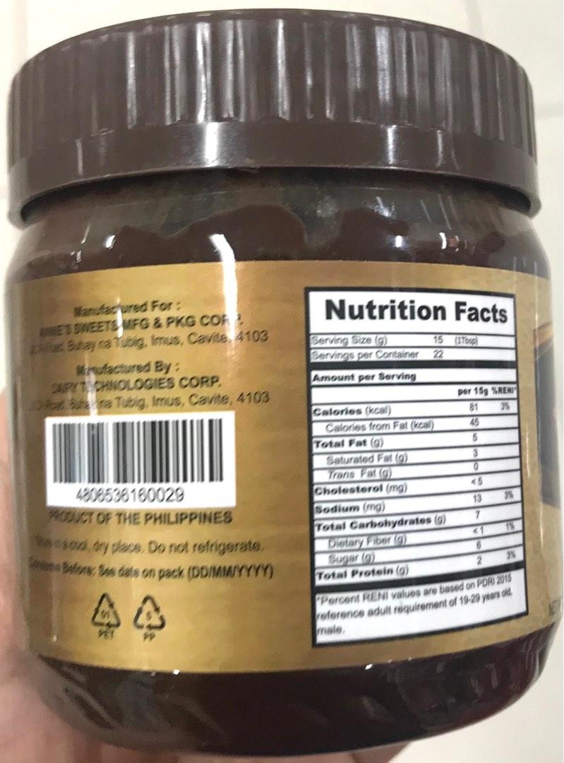 Chocnut Premium Dark Choco Peanut Spread 330g, Food & Drinks, Packaged ...