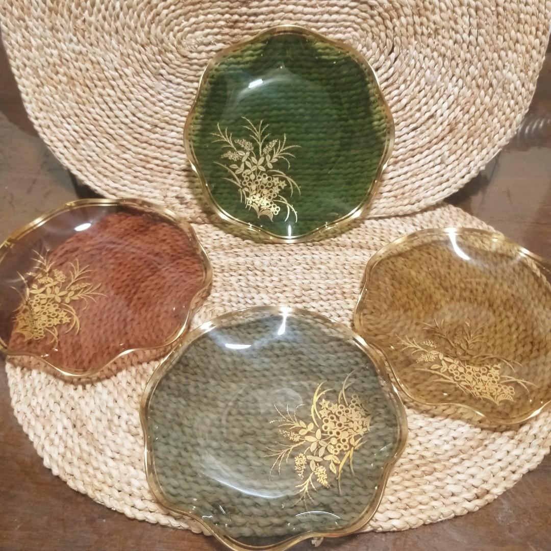 clear cake plates with gold lining, Furniture & Home Living ...