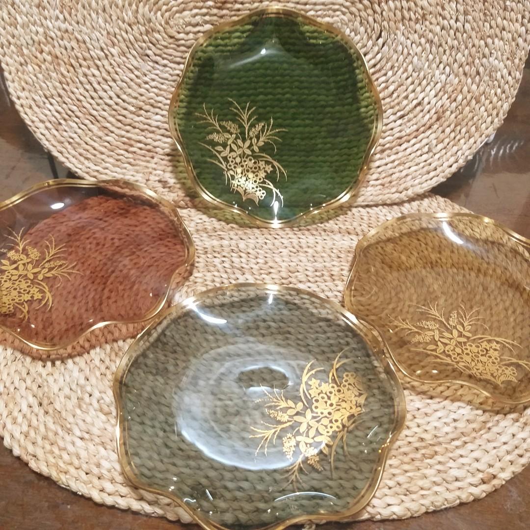 clear cake plates with gold lining, Furniture & Home Living ...