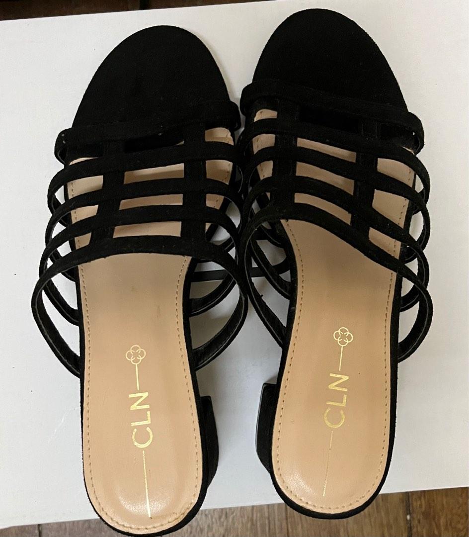 CLN 2 Inch Velvet Suede Mule Block Heeled Sandals, Women's Fashion, Footwear, Sandals on Carousell