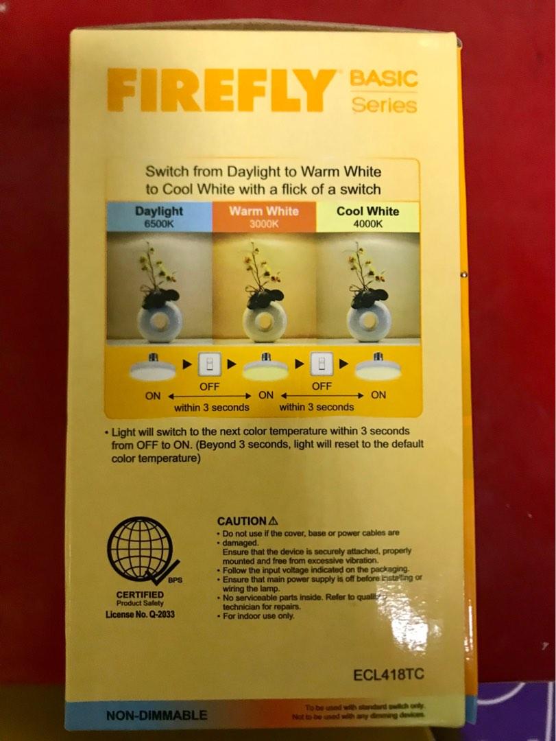 Firefly e27 tricolor ceiling led lamp 18W on Carousell