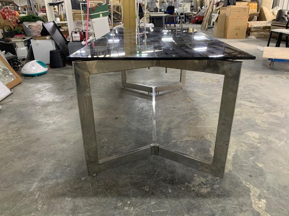 Glass Top 6-seater Dining Table Black Colour / Meja Makan 6 tempat ...