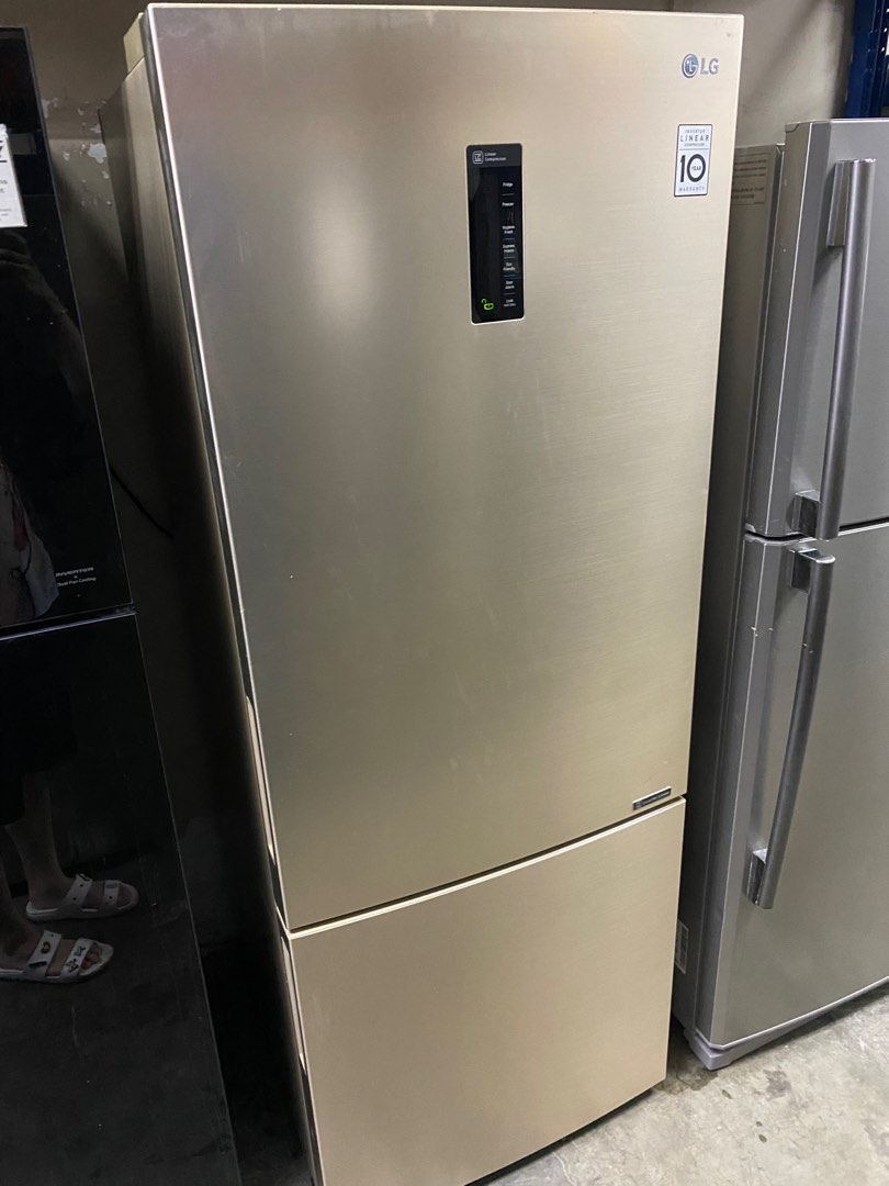 Gold LG 3Ticks Linear Inverter Bottom Freezer Fridge, 445L, TV & Home ...