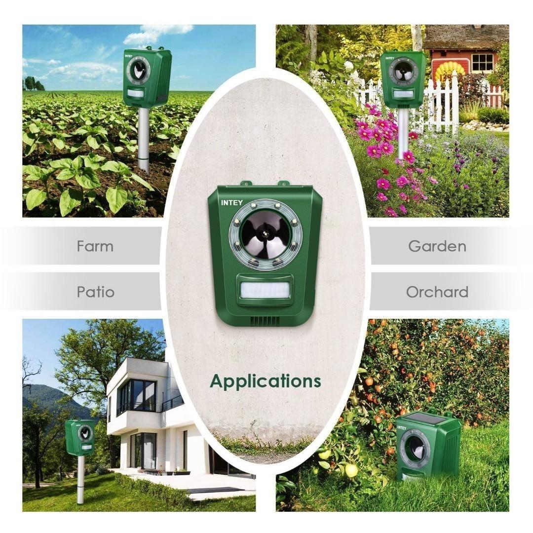 INTEY Animal Repellent Solar Ultrasonic Pest Control with Automatic ...